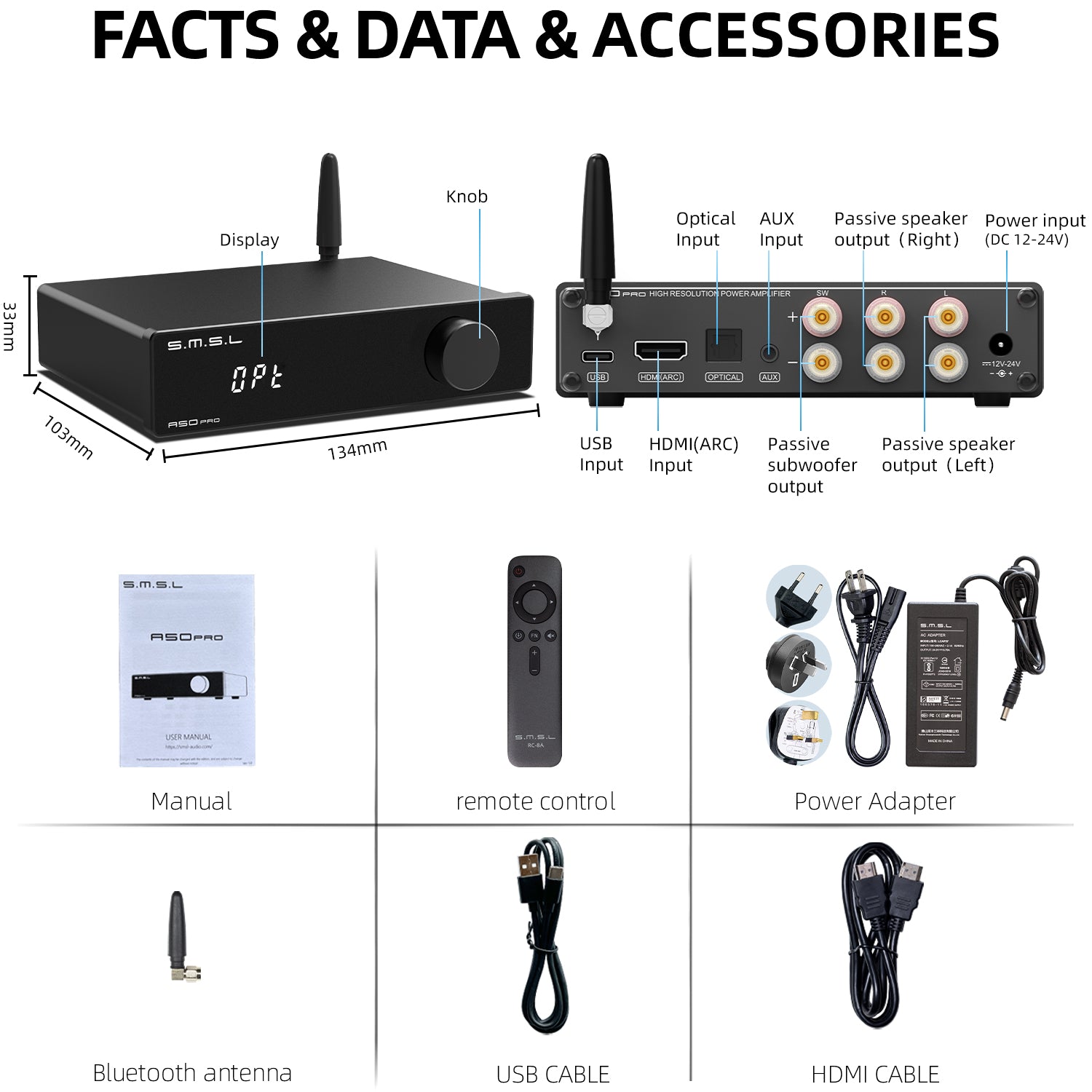 SMSL A50 Pro|2.1 channel amplifier|240W output|SMSL AMP – SMSL SHOP